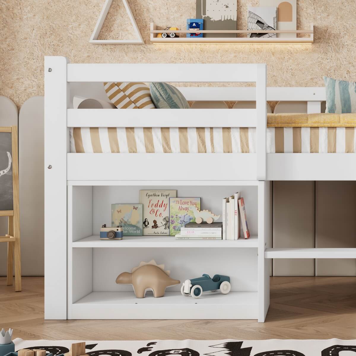 3ft Single Wooden Storage Bed for Children – Safety Guardrail, 2 ...